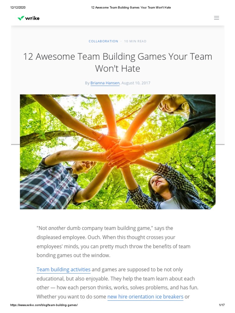 12 Awesome Team Building Games Your Team Won't Hate | PDF | Business