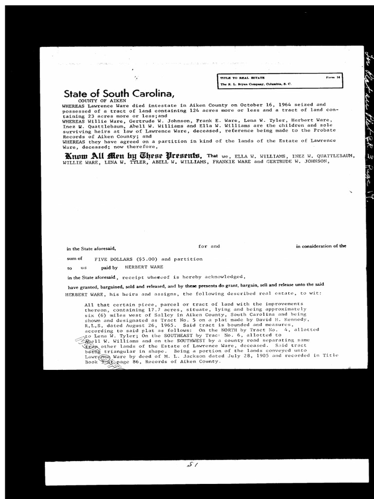 Lawrence Ware 1905 Land Purchase 124 and 23 Acres | PDF