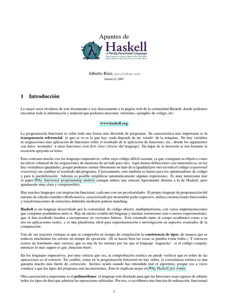 Haskell | PDF | Lenguaje de programación | Programacion Funcional