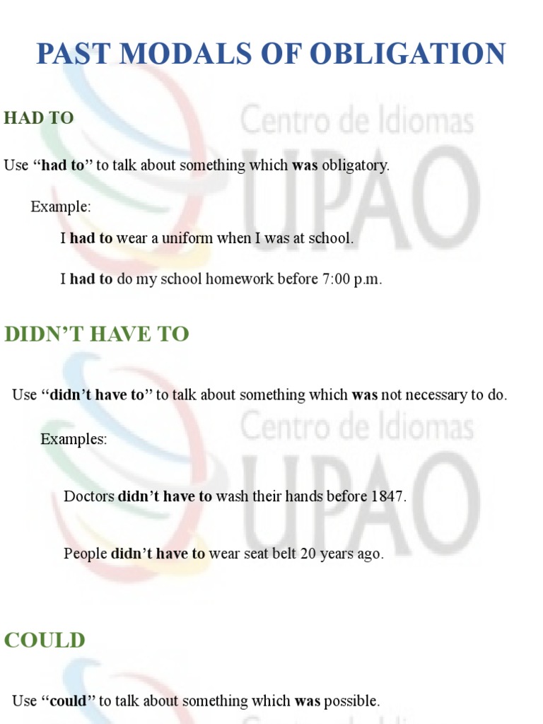Past Modals of Obligation Explained | PDF | Language Arts & Discipline