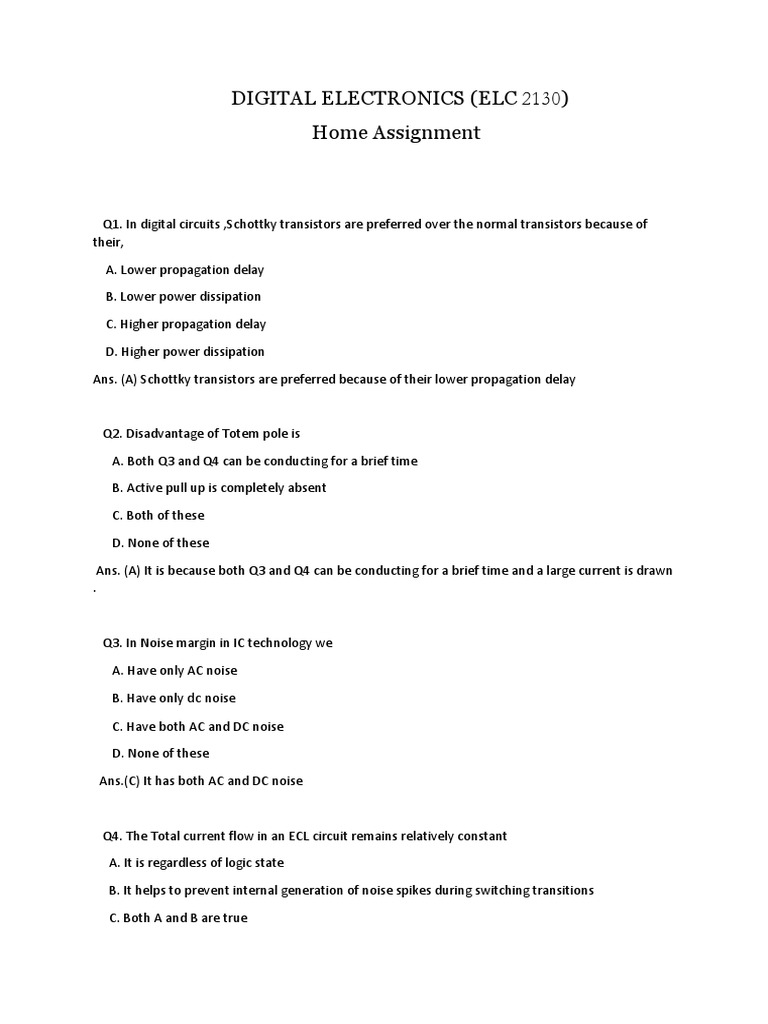 Digital Electronics Assignment ELC 2130 | PDF