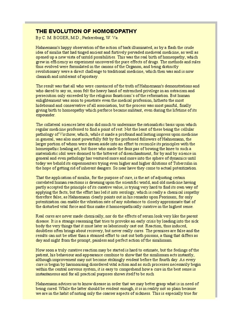 Homeopathy: Historical Insights and Evolution | PDF | Homeopathy | Medicine