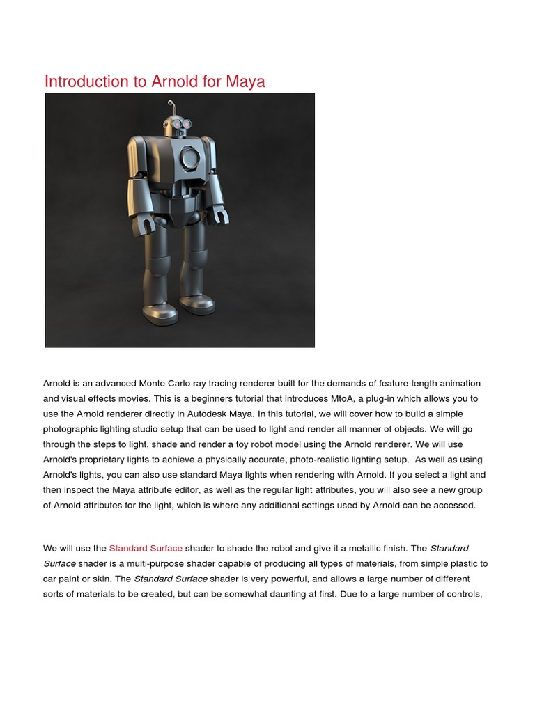 Introduction To Arnold For Maya Standard Surface Pdf