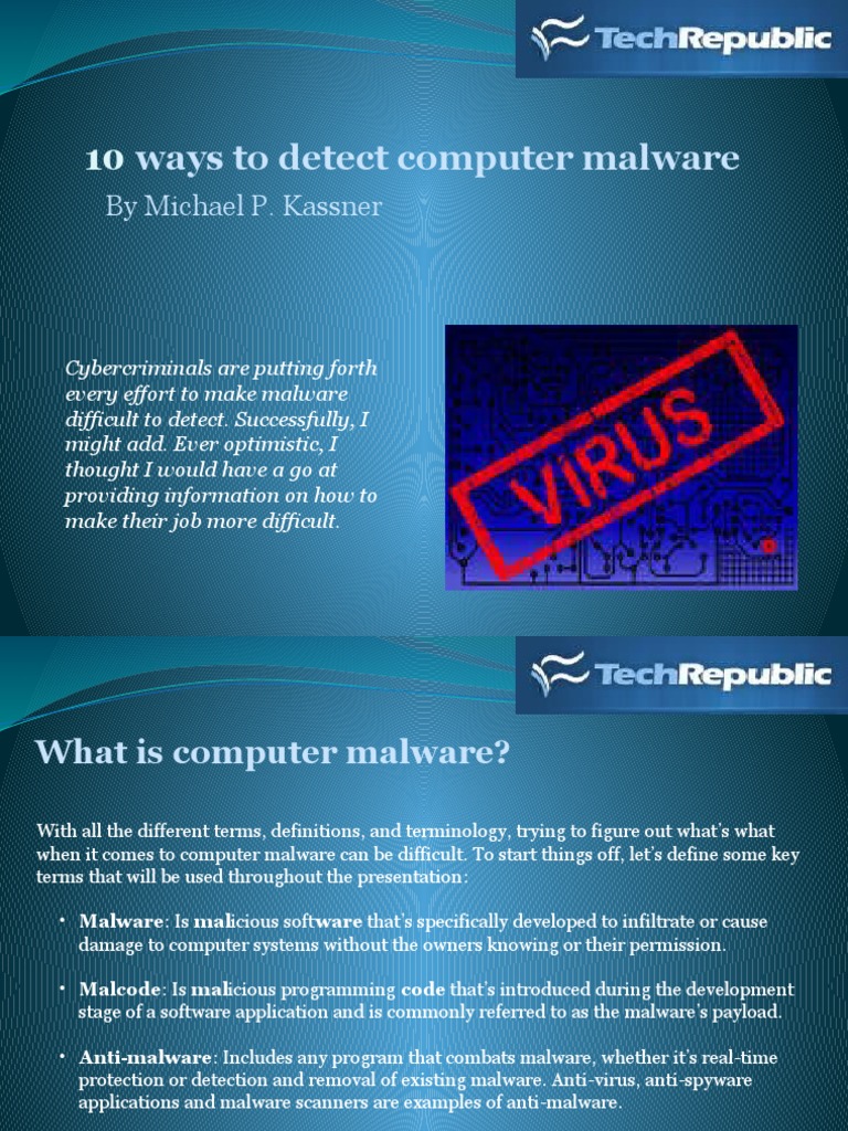 10 Ways To Detect Computer Malware | PDF | Antivirus Software | Malware