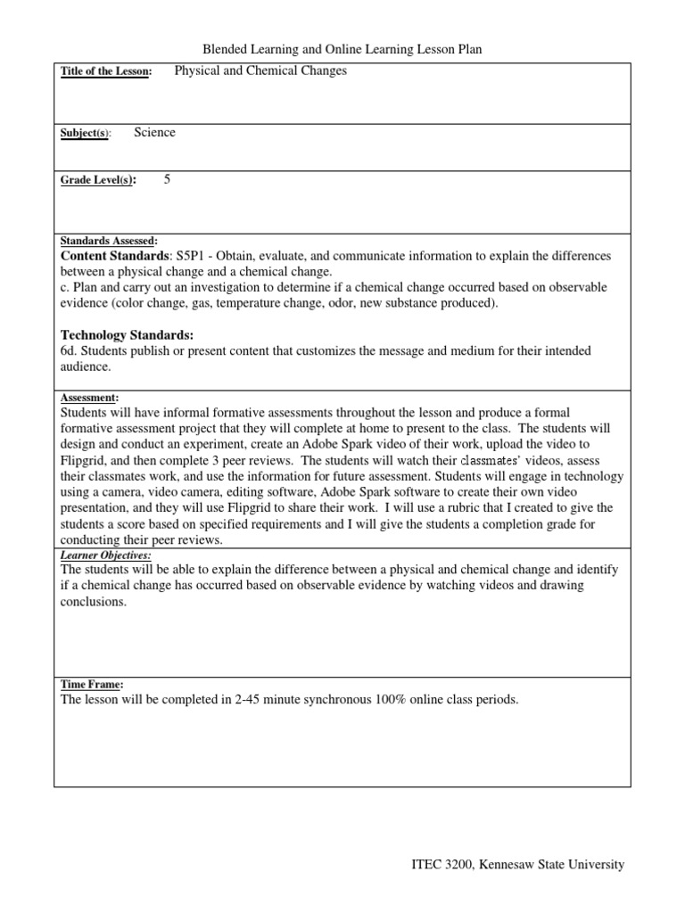 Blended Learning and Online Learning Lesson Plan | PDF | Educational ...