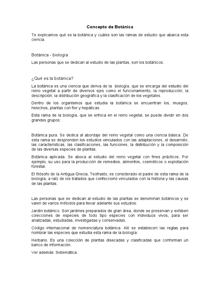 Definición y Ramas de la Botánica | PDF | Botánica | Plantas