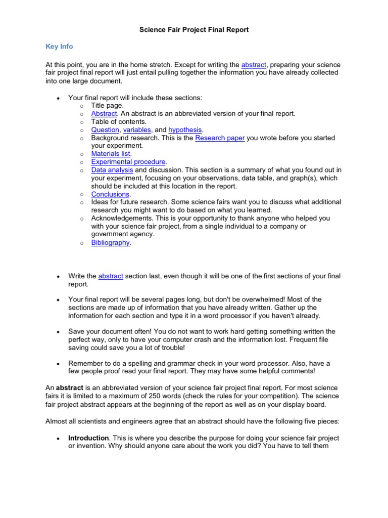 Science Fair Project Report Guide | PDF | Statistical Hypothesis ...