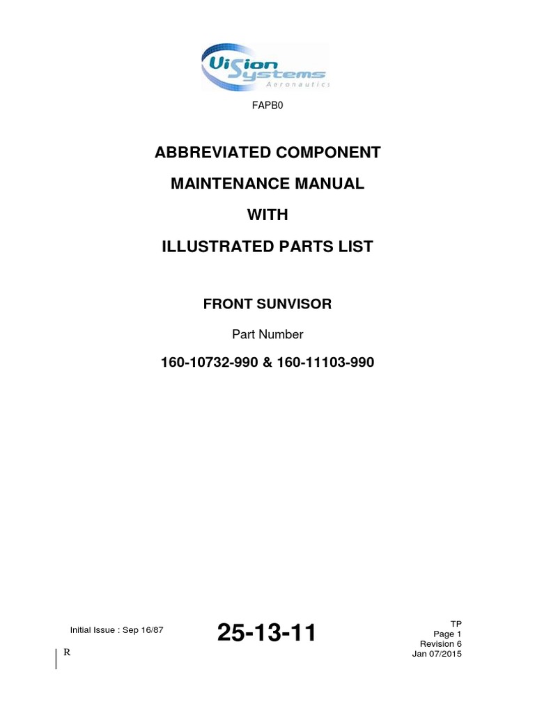 Abbreviated Component Maintenance Manual With Illustrated Parts List ...
