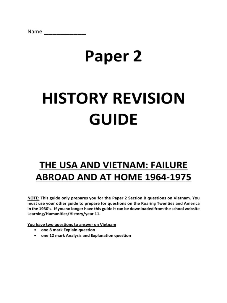 Yr 11 Vietnam Revision Guide Revised 20153 | PDF | Tet Offensive ...