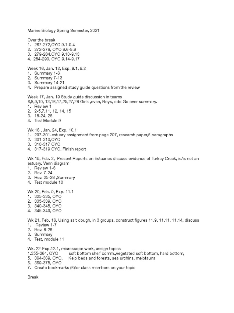 Marine Biology Lesson Plans 2nd Sem | PDF