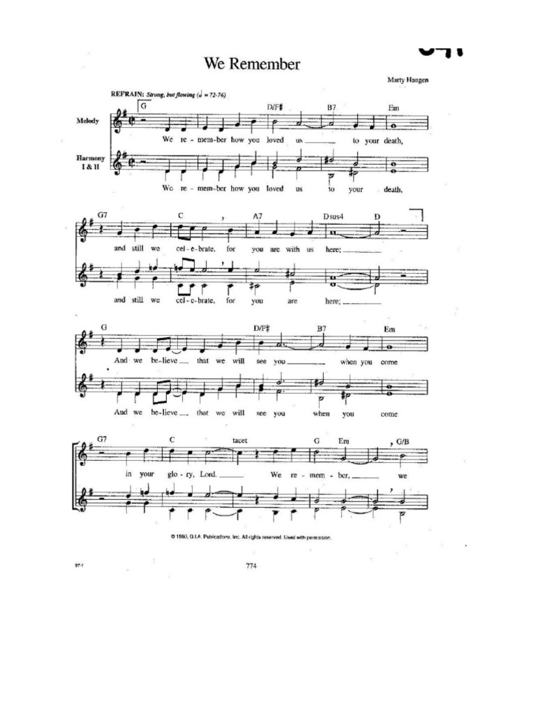 We Remember Sheet Music | PDF