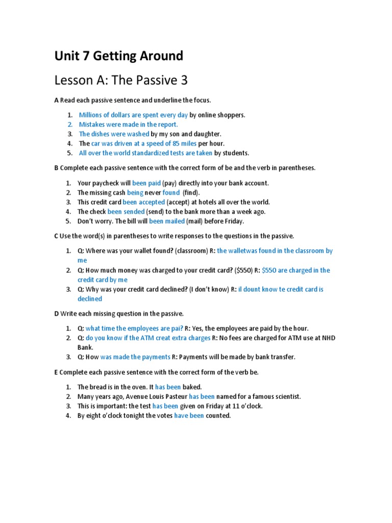 Homework Passive Voice | PDF