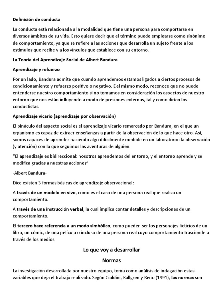 Definición de Conducta | PDF | Comportamiento | Aprendizaje