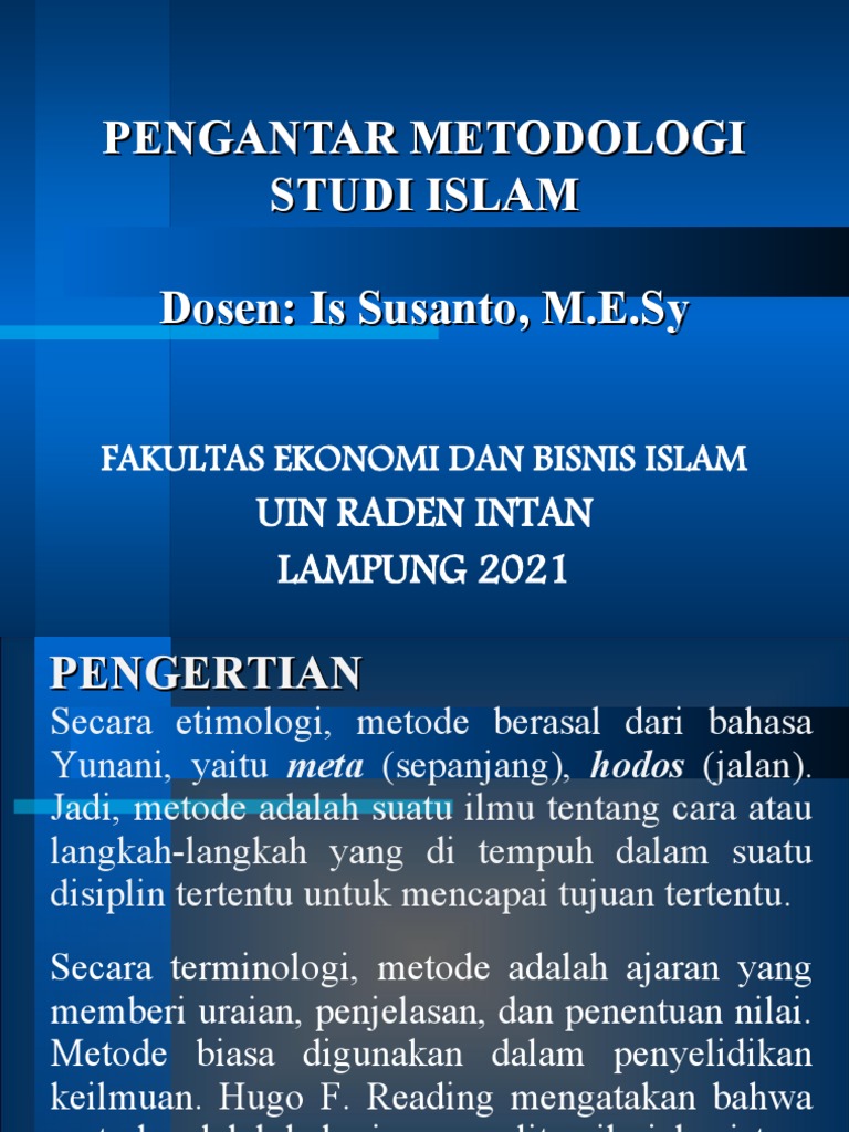 Pengantar Metodologi Studi Islam - 2021 | PDF
