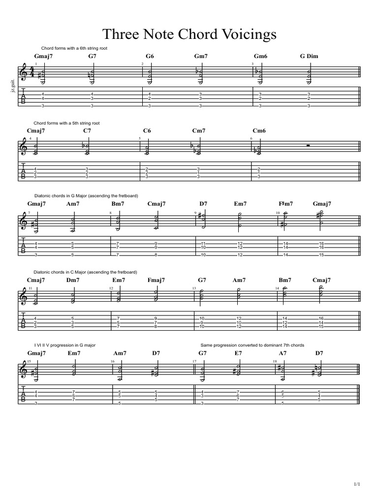 Three Note Chord Voicings | PDF | Musical Scales | Classical Music