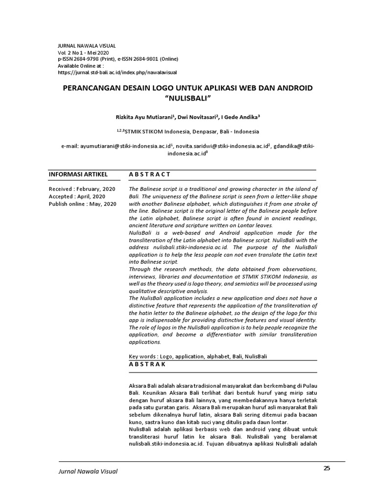 Perancangan Desain Logo Untuk Aplikasi Web Dan Android "Nulisbali ...