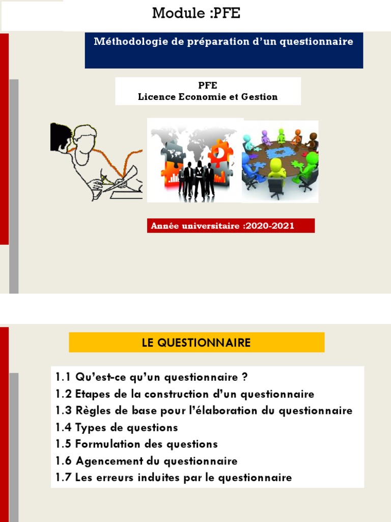 Méthodolgie PFE Questionnaire | PDF | Document | Questionnaire