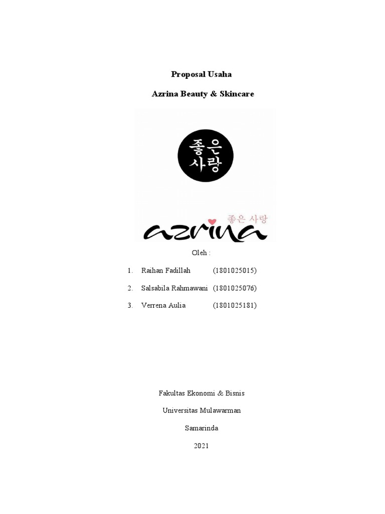 Proposal Usaha Azrina Beauty Skincare | PDF