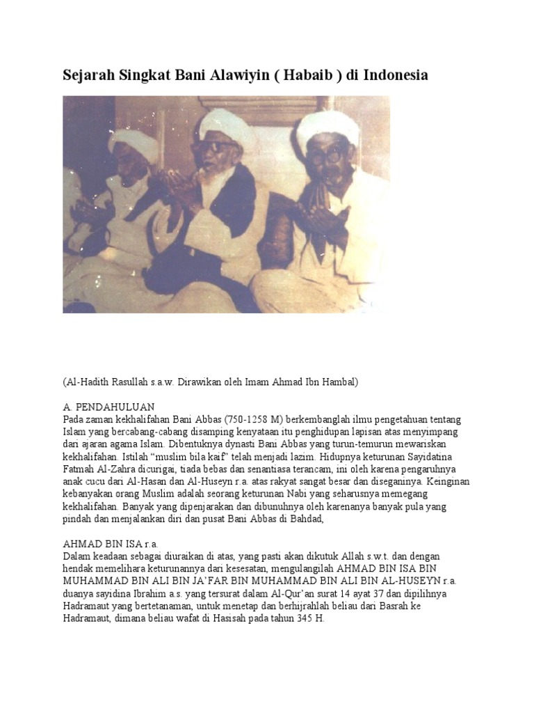 Sejarah Singkat Bani Alawiyin (Habaib) Di Indonesia | PDF