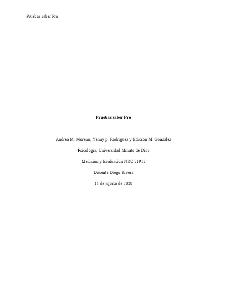 Tabla de Saber Pro | PDF | Prueba (evaluación) | Sicología