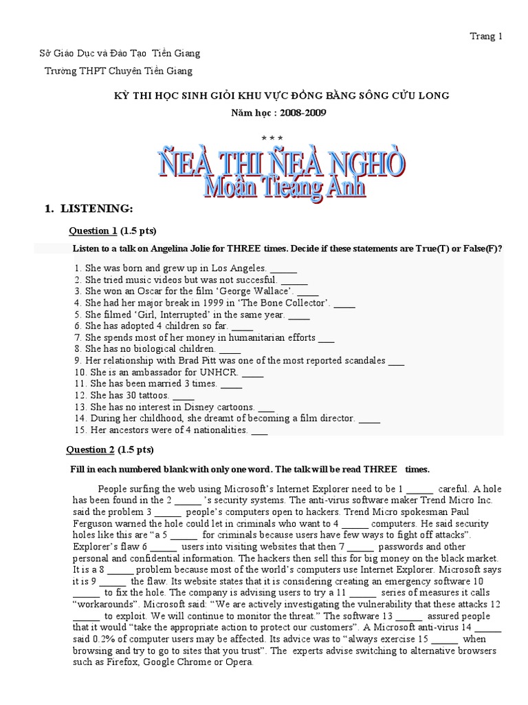 De Thi DBSCL 2008-2009 | PDF | Stars | Sun