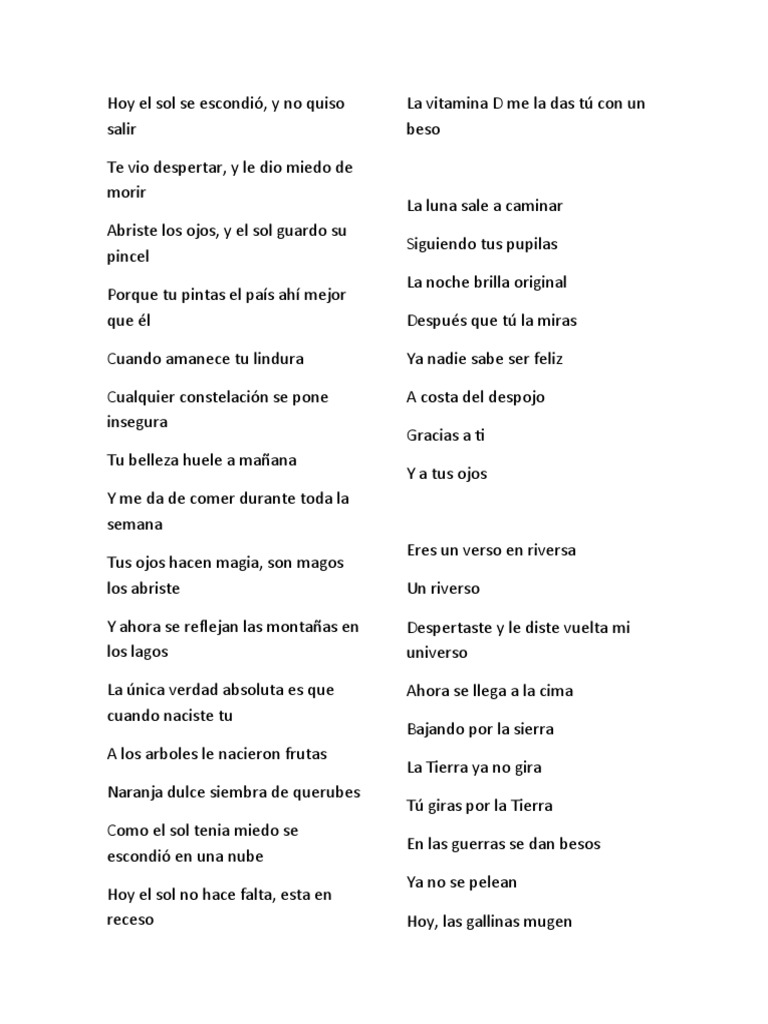 Ojos Color Sol - Letra en Español | PDF | Naturaleza