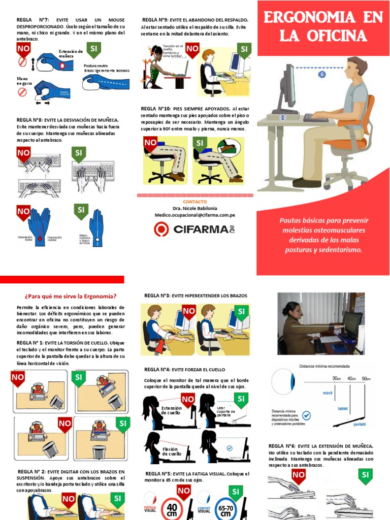 Triptico Ergonomía en La Oficina | PDF | Factores humanos y ergonomía | Science