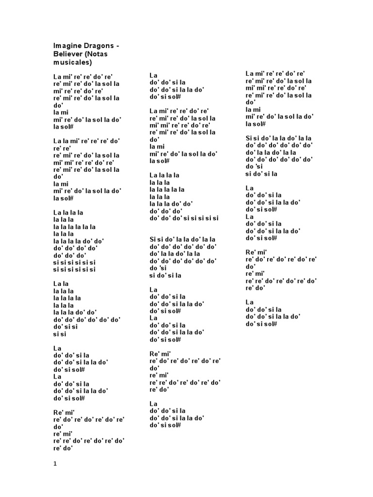 Imagine Dragons - Believer Flute | PDF