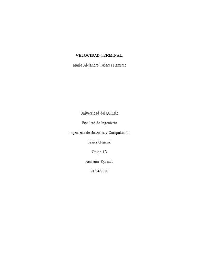 Velocidad Terminal | PDF | Fricción | Tasas temporales