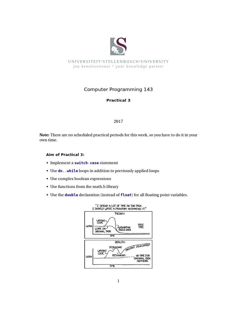 Computer Programming 143: Universiteit Stellenbosch University | PDF ...