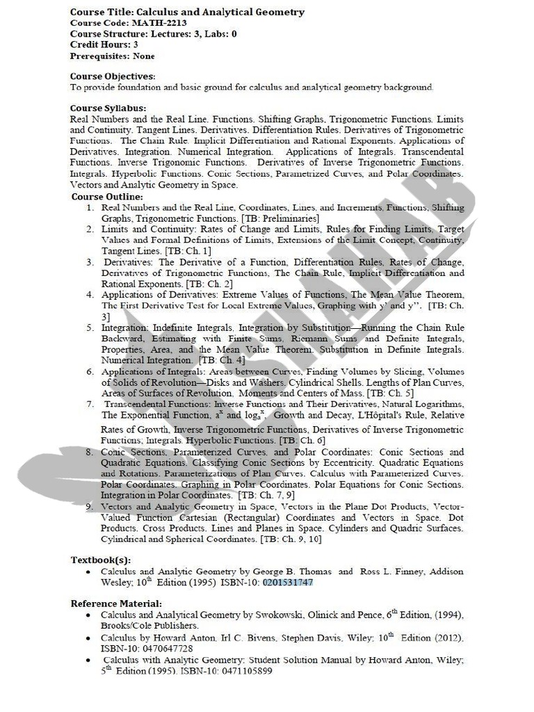 Calculus Outline | PDF