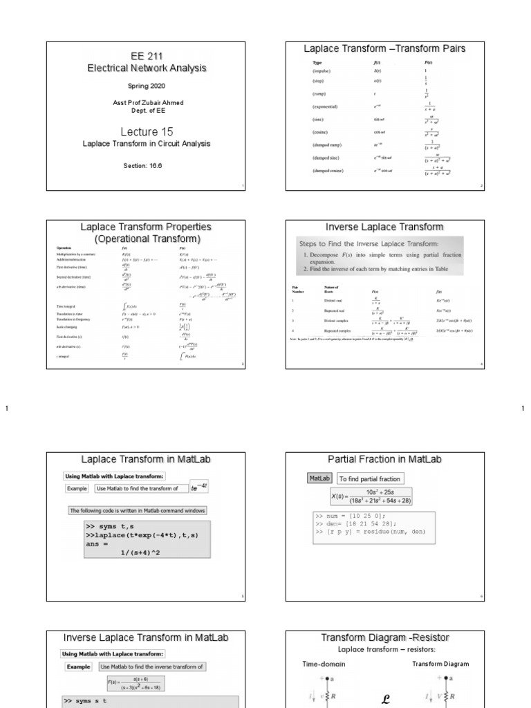 Lecture15 Laplace Transform in CCT Analysis | PDF | Laplace Transform | Electrical Network