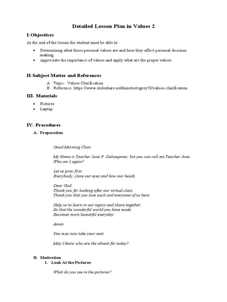 Values Clarification Learning Plan | PDF | Value (Ethics) | Attitude (Psychology)