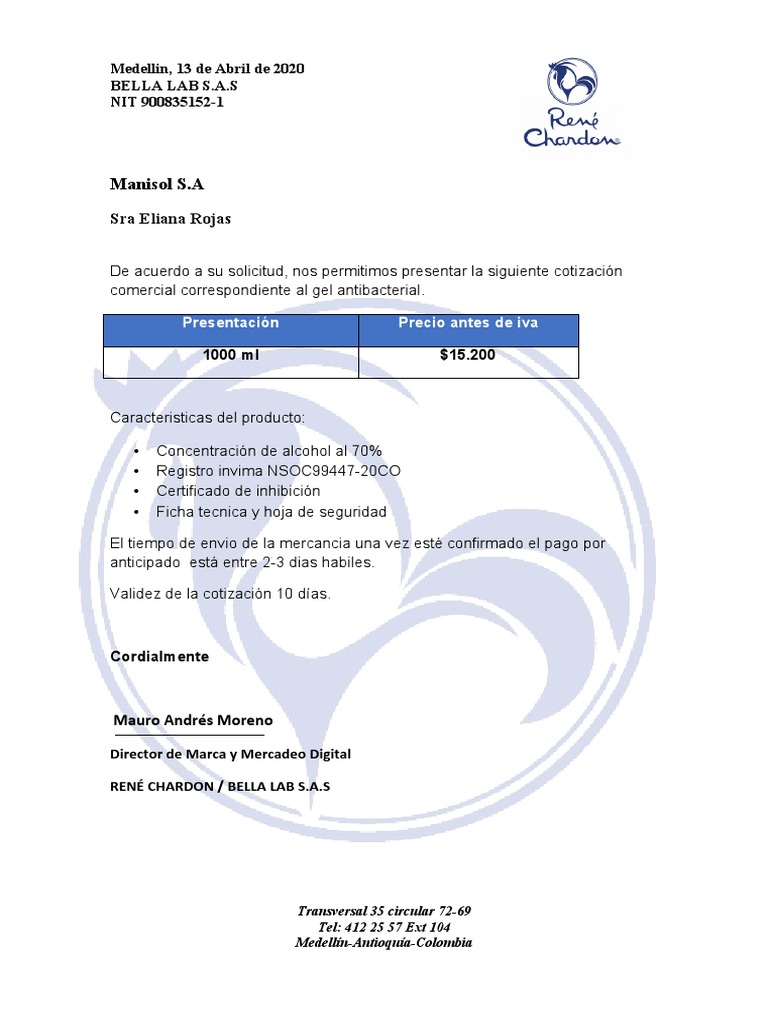 Propuesta Manisol.s.A | PDF