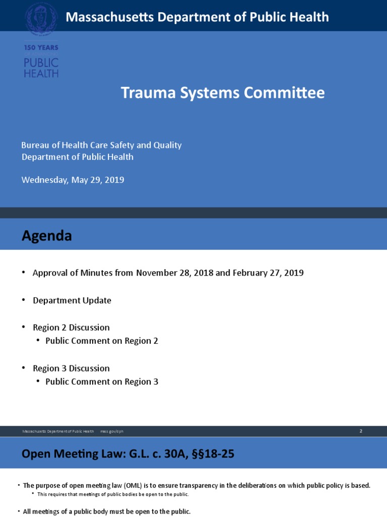 Massachusetts Department of Public Health: Trauma Systems Committee ...