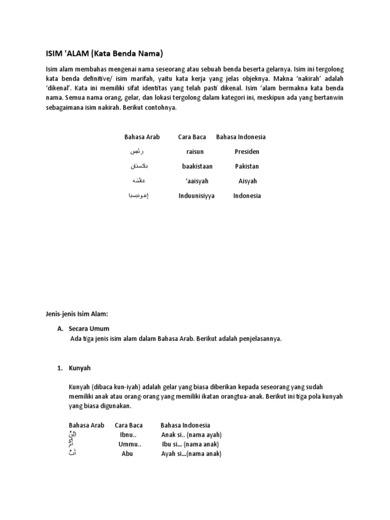 Isim Alam Dan Mudzakkar Muannats | PDF