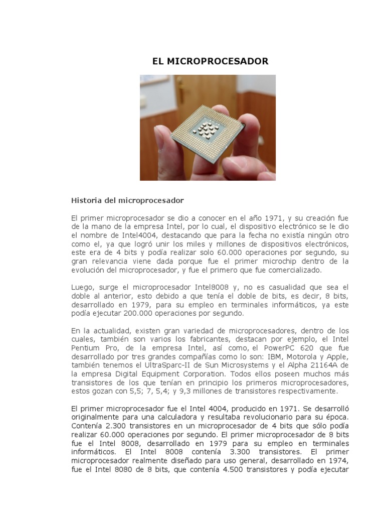 El primer microprocesador, Intel 4004 | PDF | Microprocesador | Intel