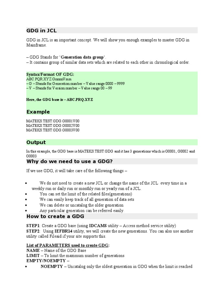 GDG in JCL | PDF | Software | Computer Programming