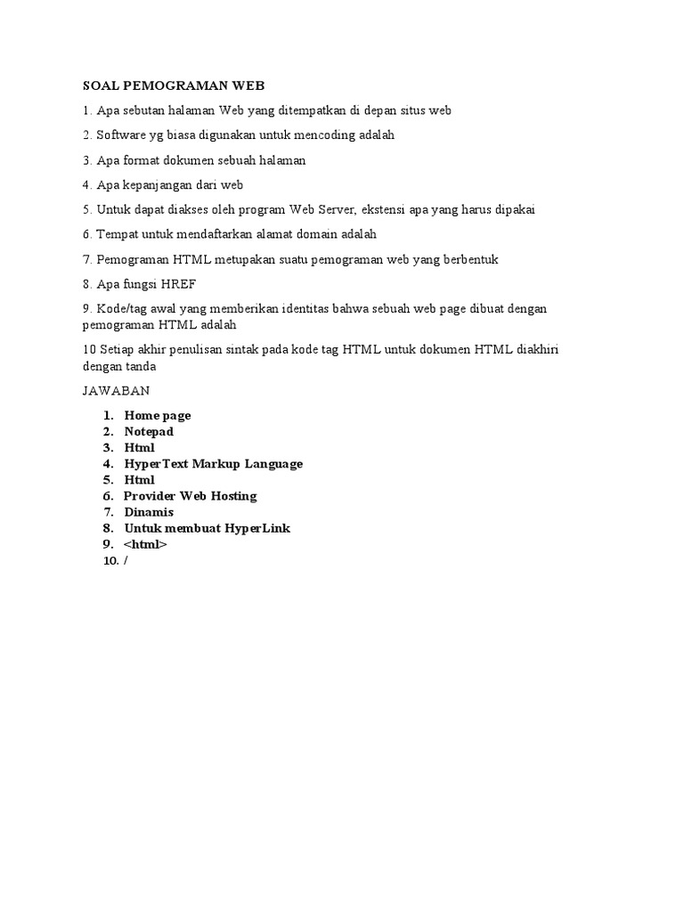 Soal Pemograman Web | PDF | Bisnis