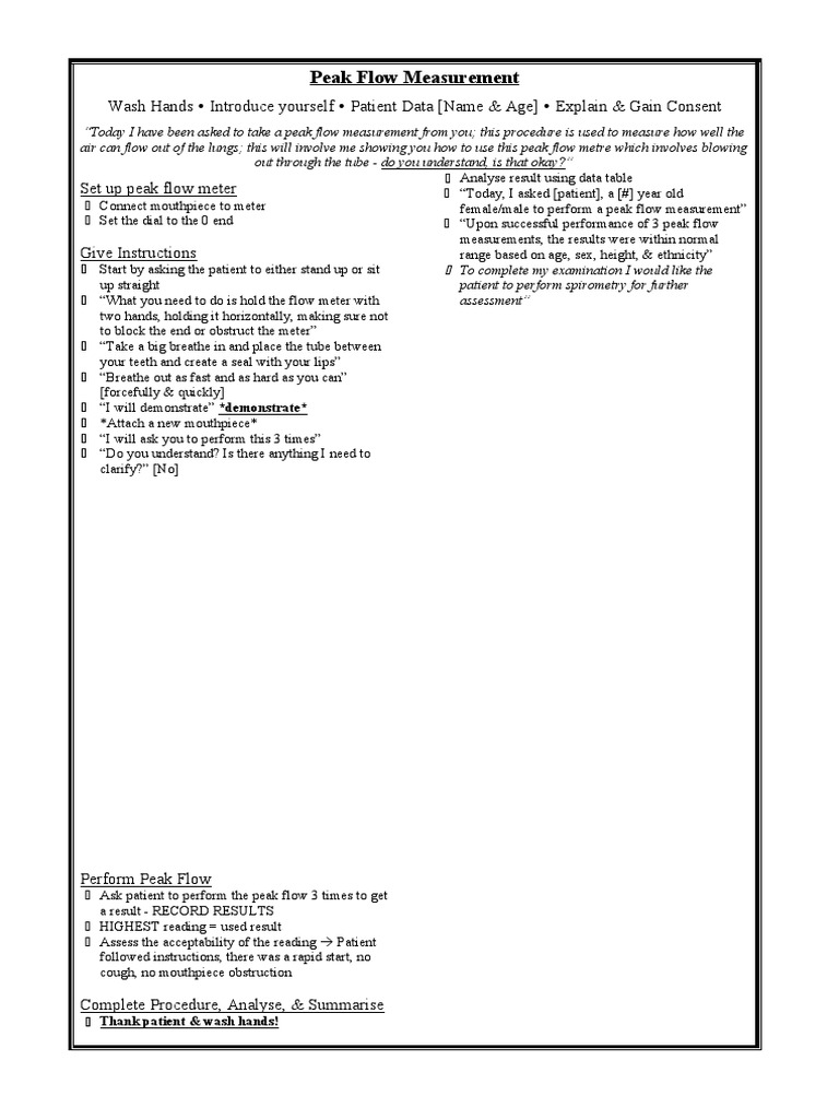OSCE - Peak Expiratory Flow Measurement | PDF