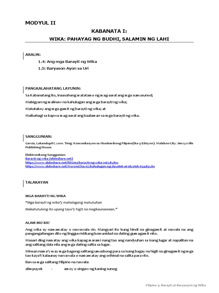 Filipino 3 Modyul II | PDF