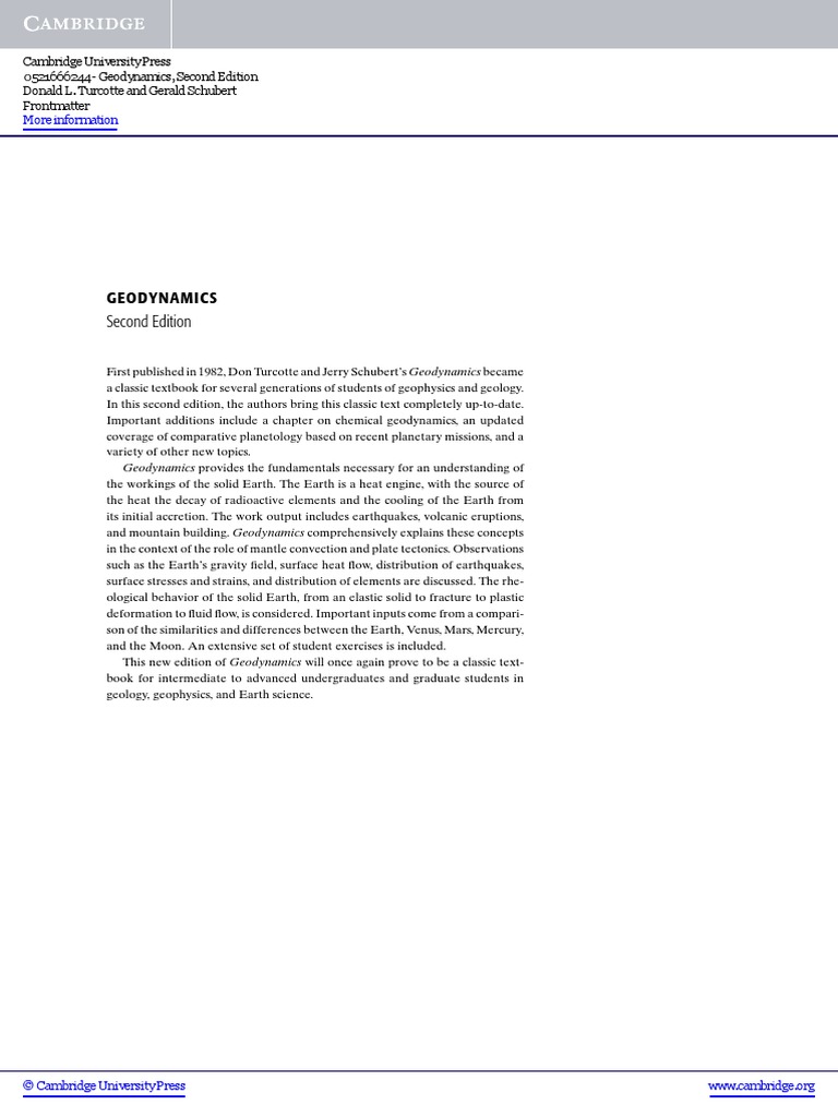 Geodynamics (Book) | PDF | Plate Tectonics | Bending