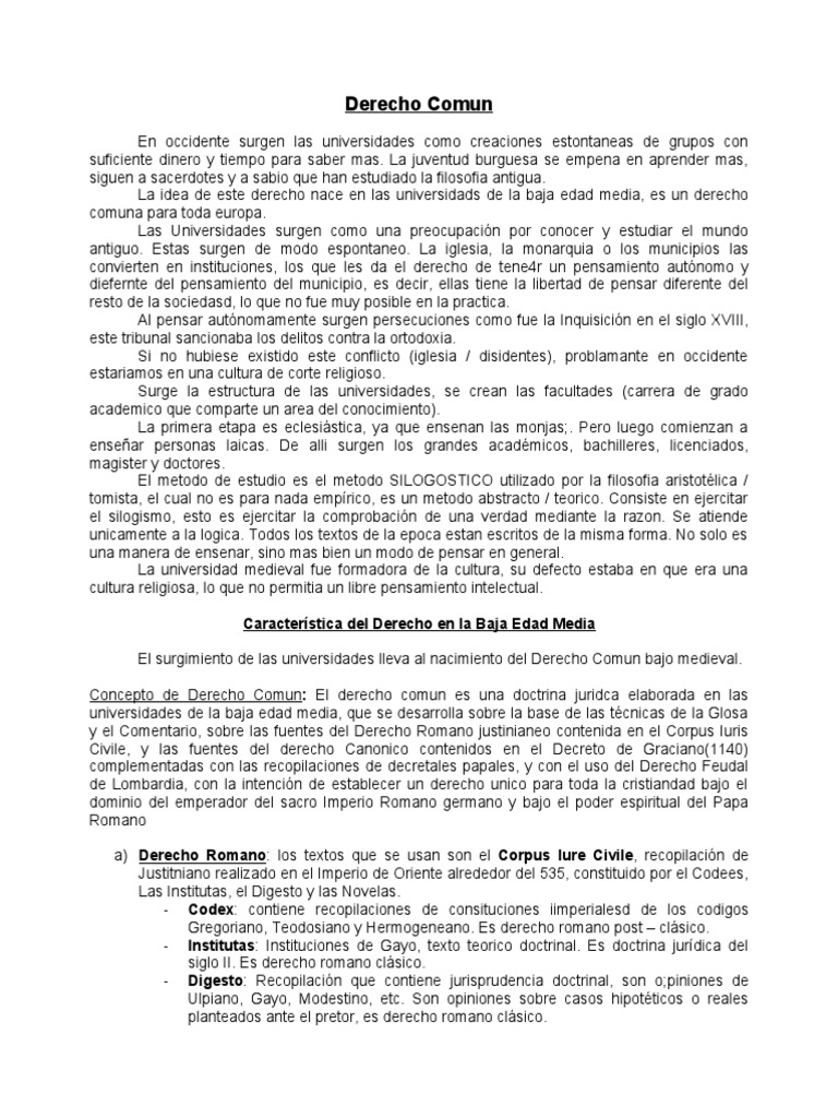 Derecho Comun | PDF | Ley romana | Religión y creencia