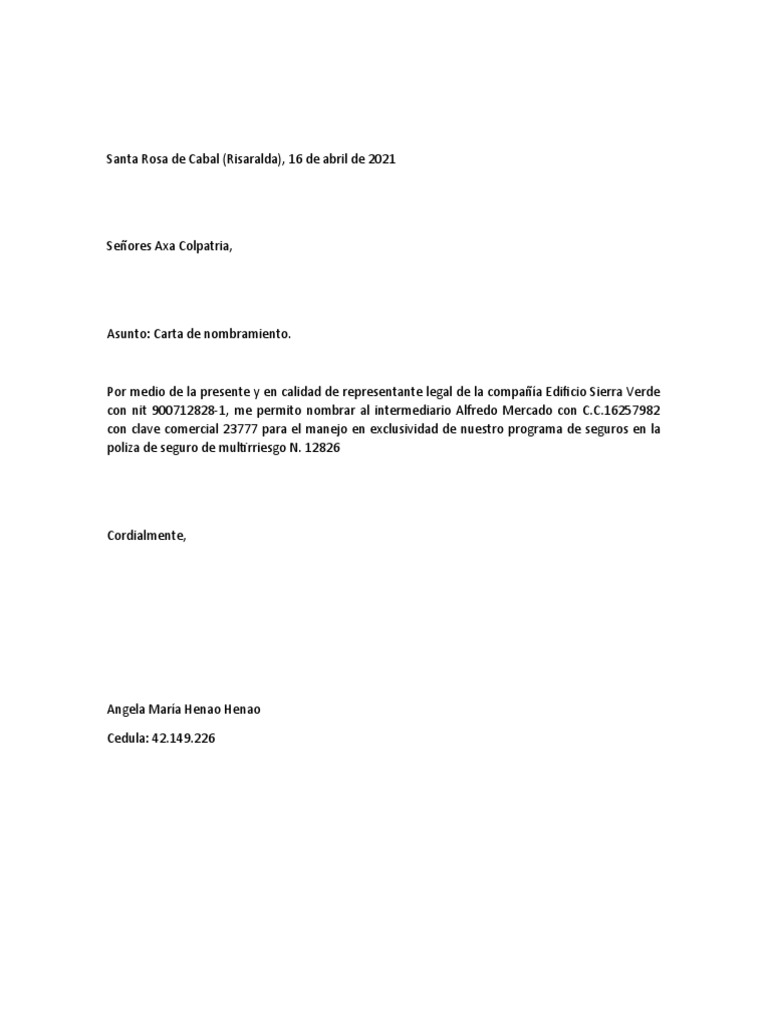 Formato Carta de Nombramiento - PREFORMA | PDF