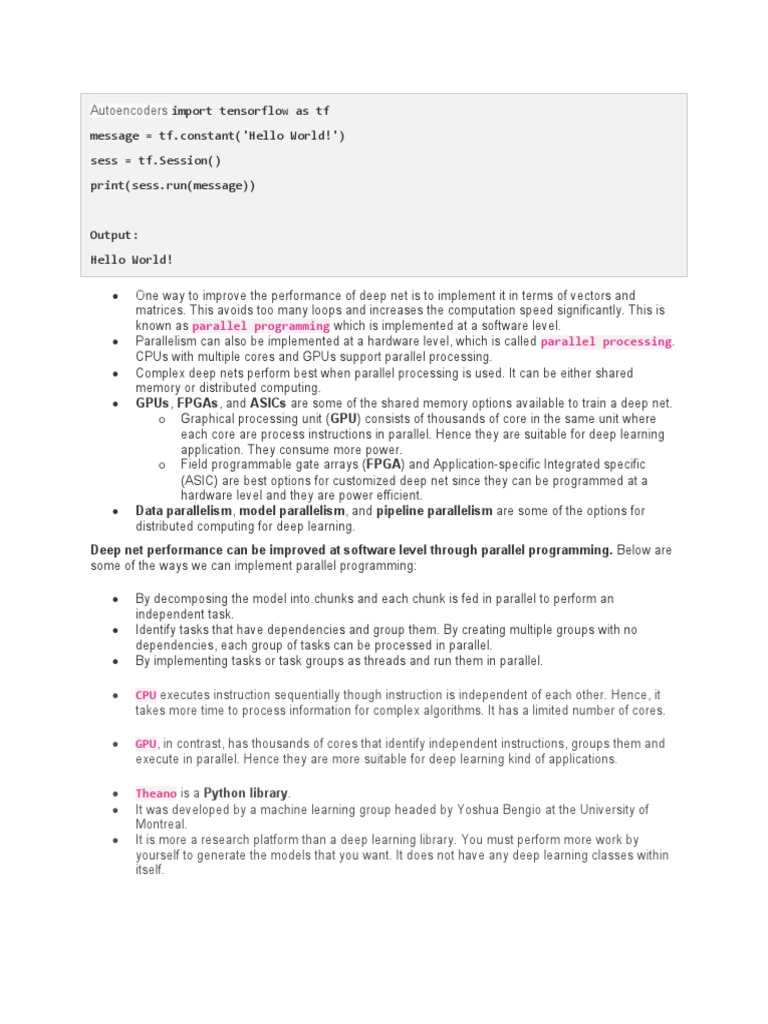 Autoencoders: Parallel Programming Parallel Processing | PDF | Parallel Computing | Deep Learning