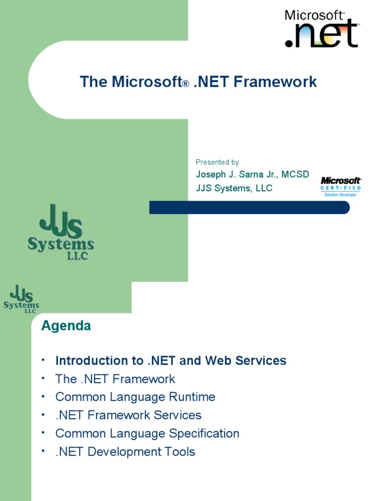The Microsoft: Joseph J. Sarna JR., MCSD JJS Systems, LLC | PDF