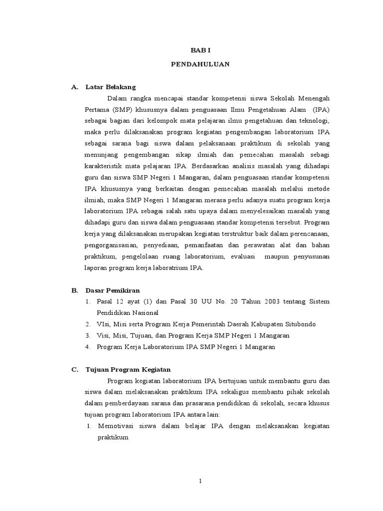 Program Kerja Laboratorium Ipa | PDF