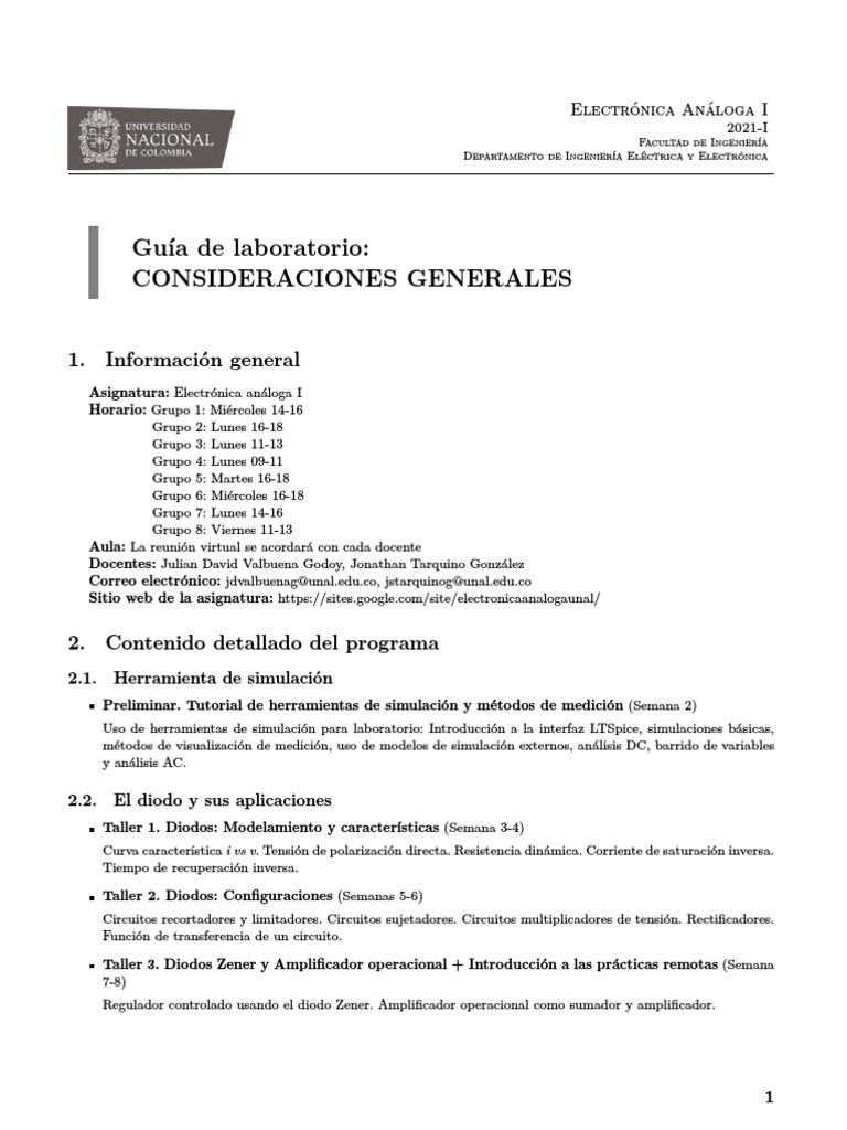 Guía 0 - Condiciones Generales | PDF | Transistor | Diodo