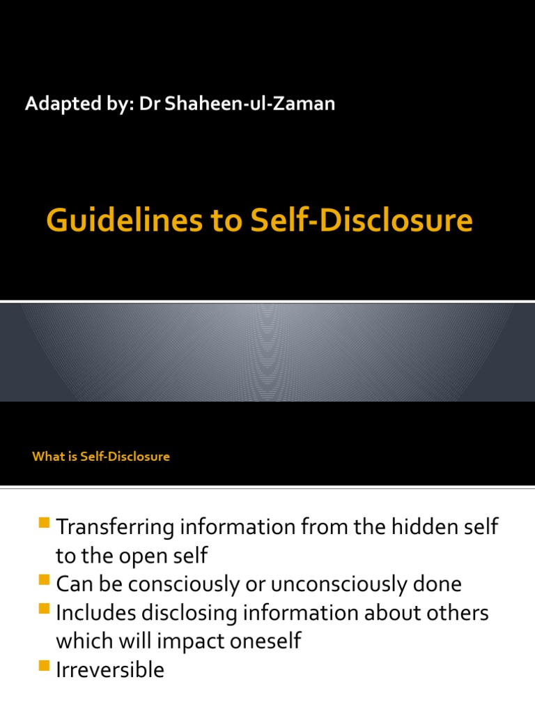 Guidelines For Self Disclosure | Download Free PDF | Social Psychology ...