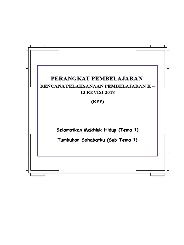RPP k6 Tema 1 ST 1 Rev. 2018 | PDF
